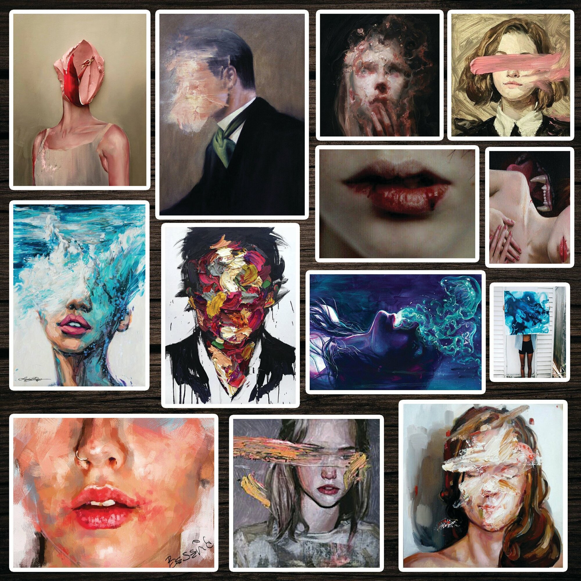Наклейки-Стикеры Искусство Картина маслом Картина портрет Лица 13 шт.