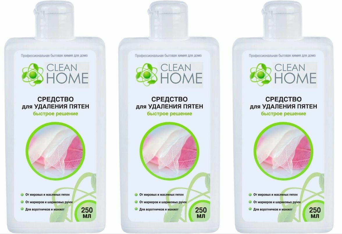 Clean Home Средство для удаления пятен Быстрое Решение, 250 мл, 3 шт