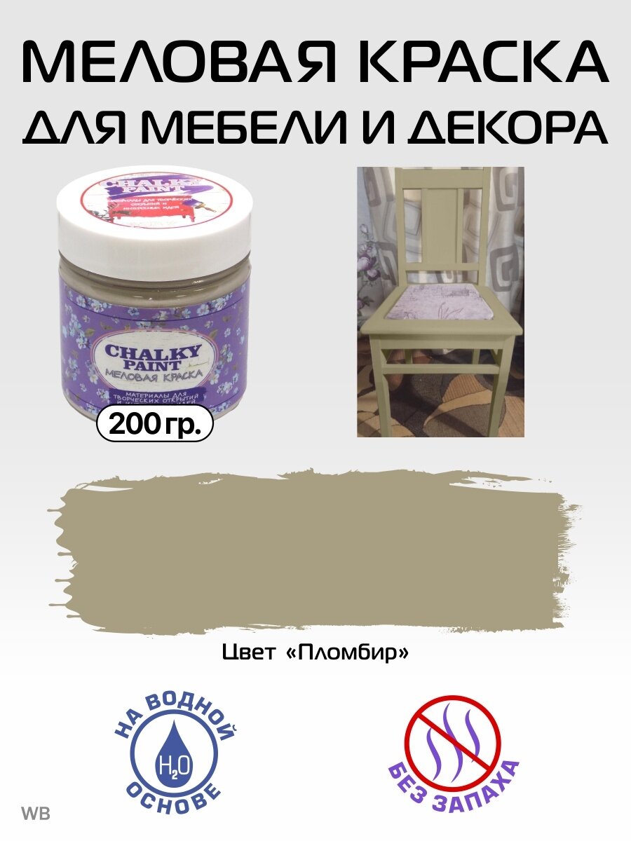 Краска меловая для мебели и декора Chalky Paint, пломбир, 200
