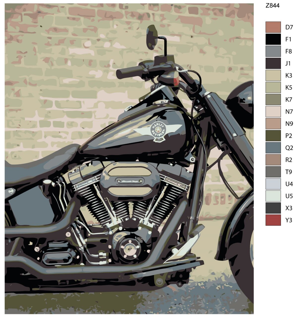 Картина по номерам Z844 "Мотоцикл Harley Davidson" 40х50