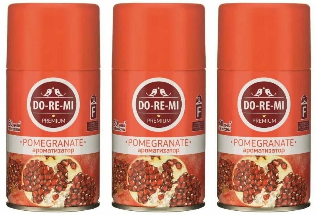 DO-RE-MI Освежитель воздуха Premium Гранат, сменный баллон, 250 мл, 3 шт