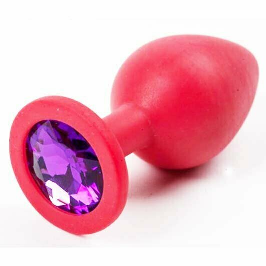 Силиконовая анальная пробка с кристаллом красная, размер L