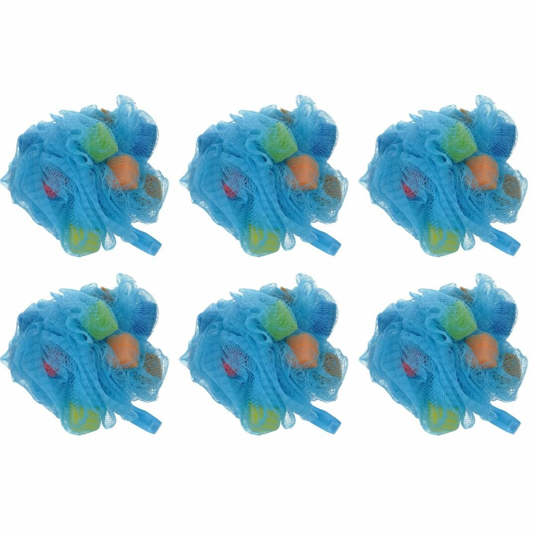 Body Line Мочалка Шар нейлоновый с поролоновыми вставками, 6 штук