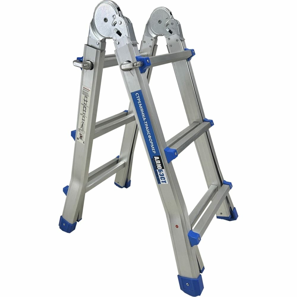 Стремянка-трансформер из алюминия с высотой рабочей площадки до трех метров, 3 секции, 4 ступени, легкая и прочная, для удобного хранения и транспортировки