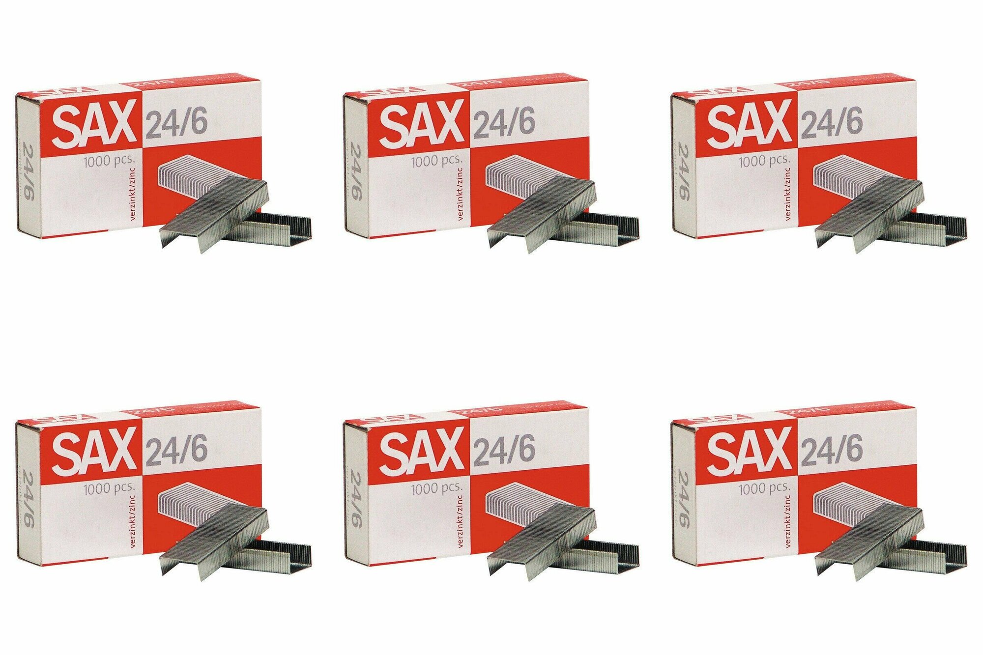 Sax Скобы для степлера N24/6 оцинкованные, 1000 шт, 6 уп