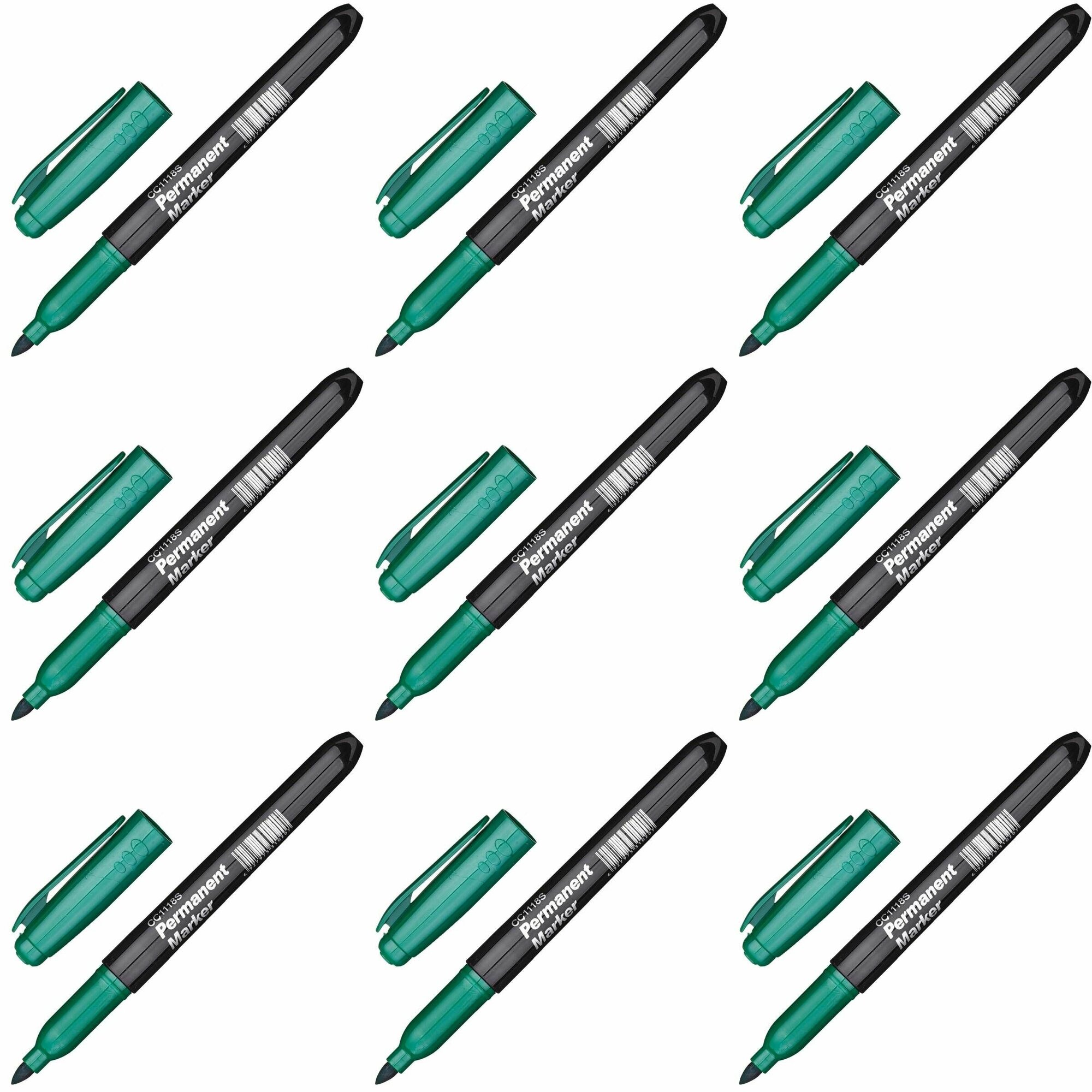 Attache Маркер перманентный Зеленый, 2 мм, 9 шт