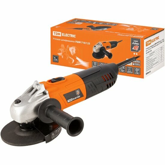 Углошлифовальная машина (болгарка) Tdm Electric УШМ 710/125, мощ. 710 Вт, диск 125 мм, 11000 об/мин, шнур 3 м, "Рубин", SQ1080-0104