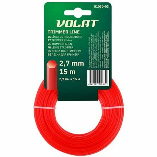 Леска Волат ф 2.7 мм х 15 м шестигр. сеч. (51030-03)