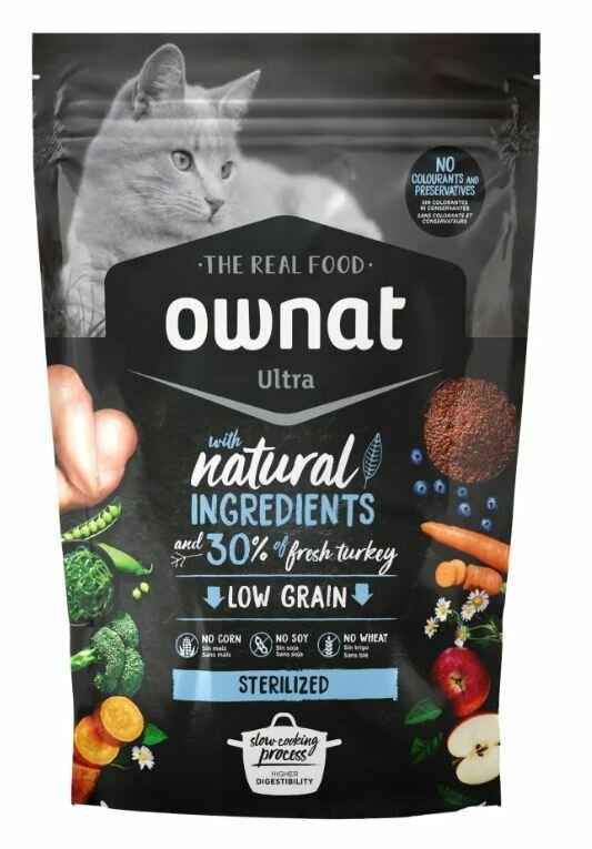 Ownat Adult Sterilized Ultra Сухой корм для стерилизованных кошек, с индейкой, 400 гр.