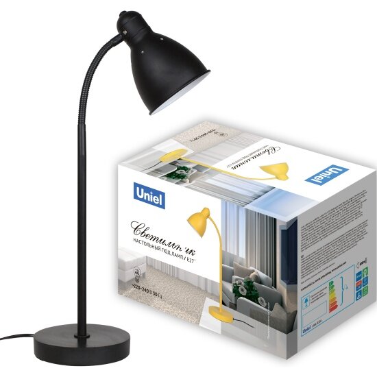 Светильник настольный Uniel UML-B701 E27 BLACK Механический выключатель