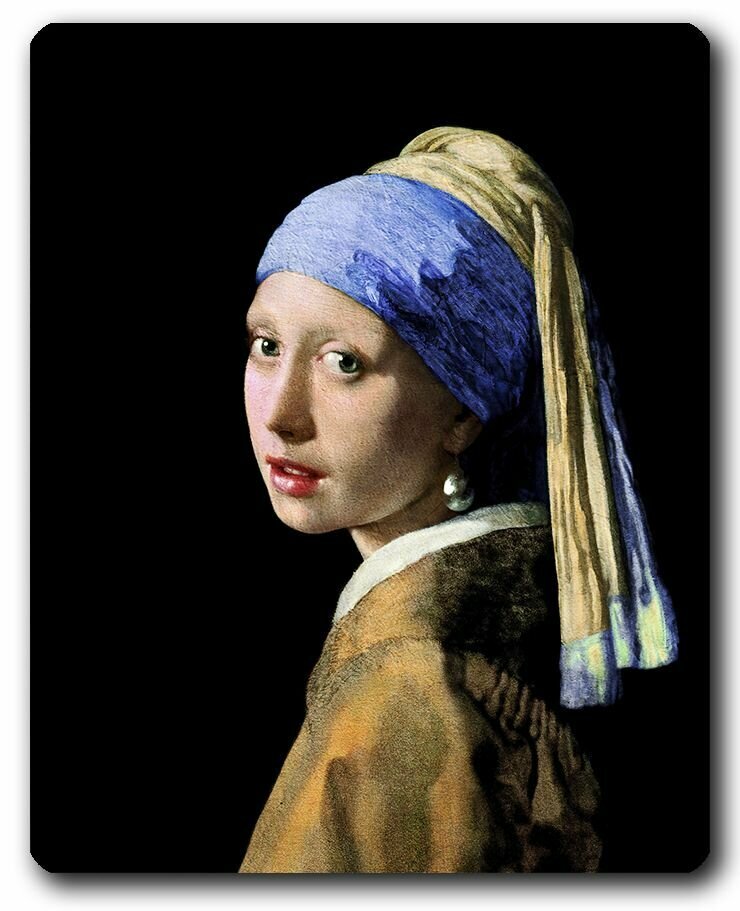 Репродукция/Картина/Ян Вермеер "Девушка с жемчужной серёжкой"/Интерьерная фреска на доске/50х40см