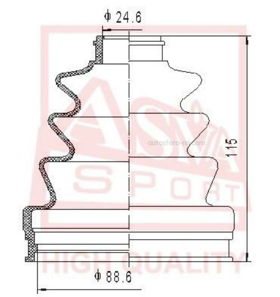 ASVA ASBT71 пыльник ШРУС (комплект без смазки) 24x90x102