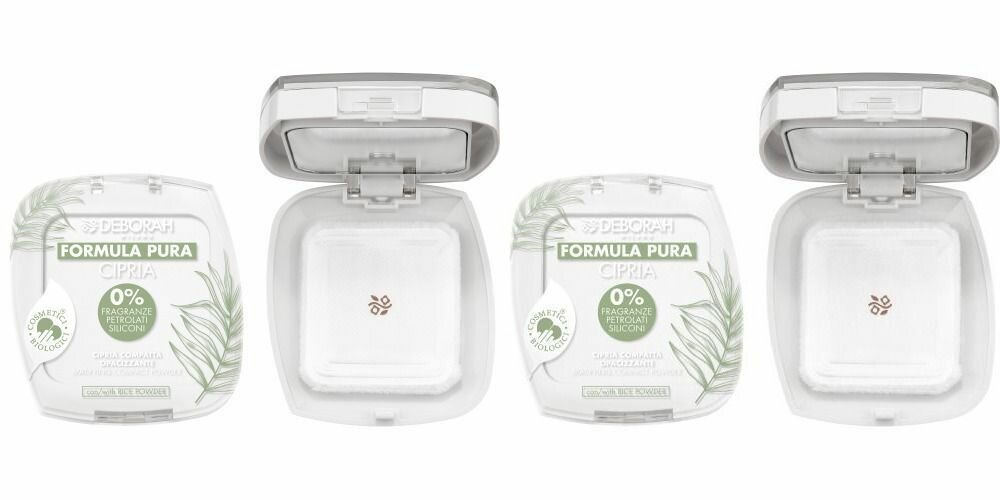 Deborah Milano Пудра для лица Formula Pura Matifying Compact Powder, матирующая, тон 04, Прозрачный, 9 г, 2 шт