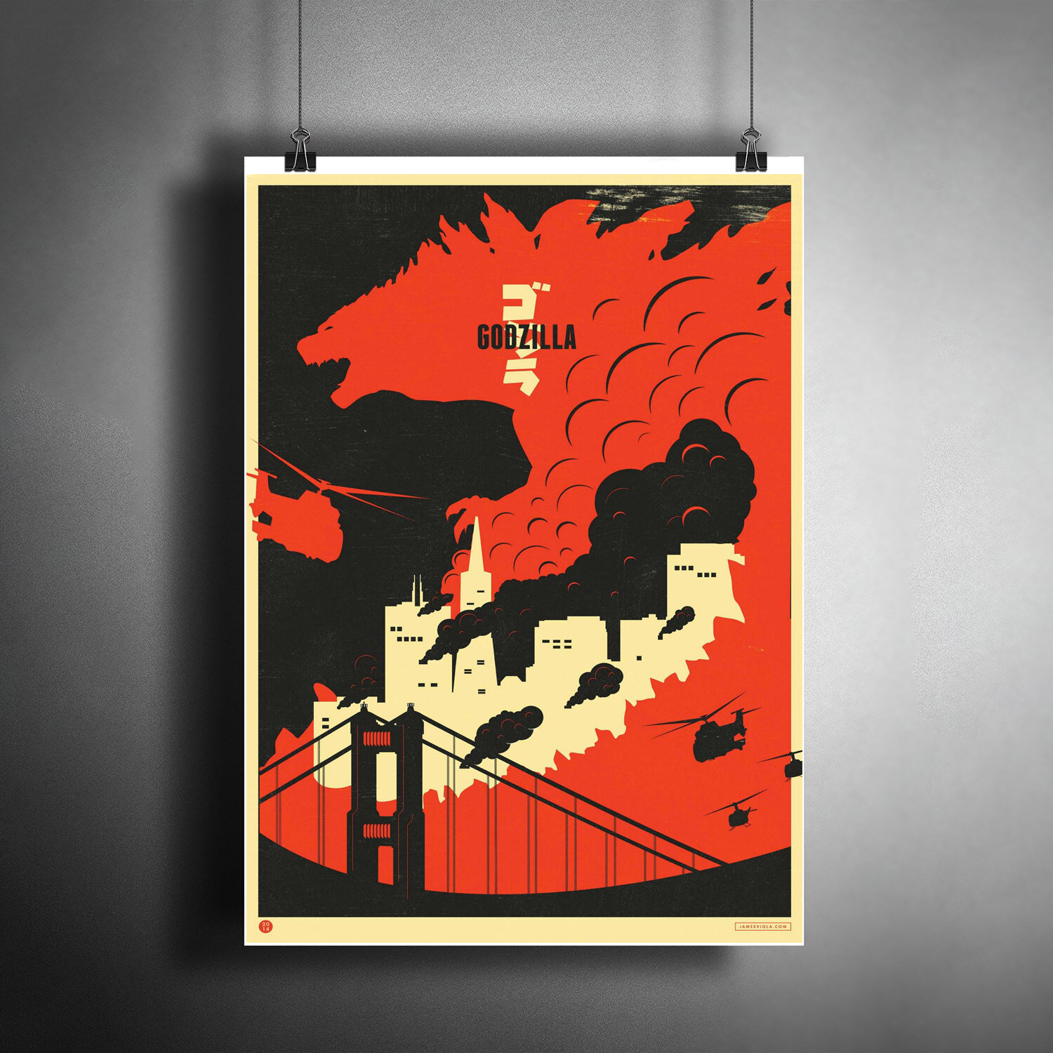 Постер плакат для интерьера "Фильм: Годзилла. Godzilla"/ Декор дома, офиса, комнаты A3 (297 x 420 мм)