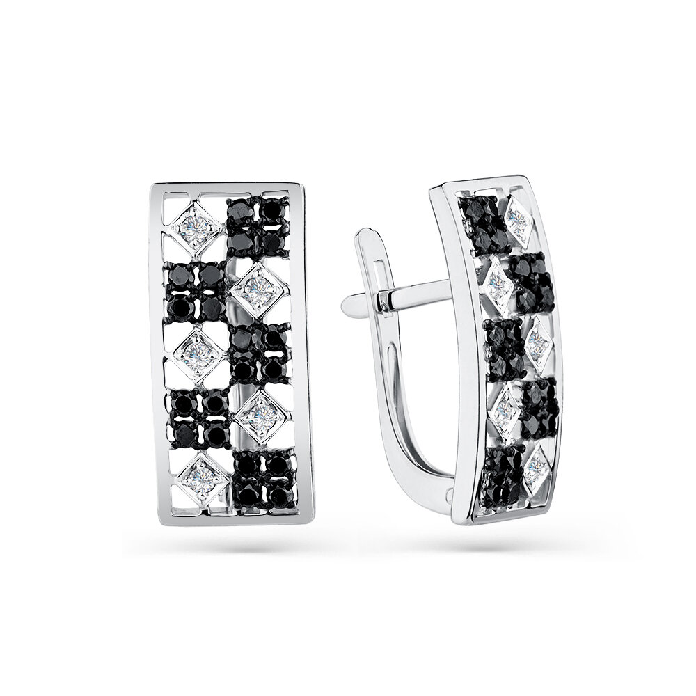 Серьги, белое золото, 585 проба, бриллиант