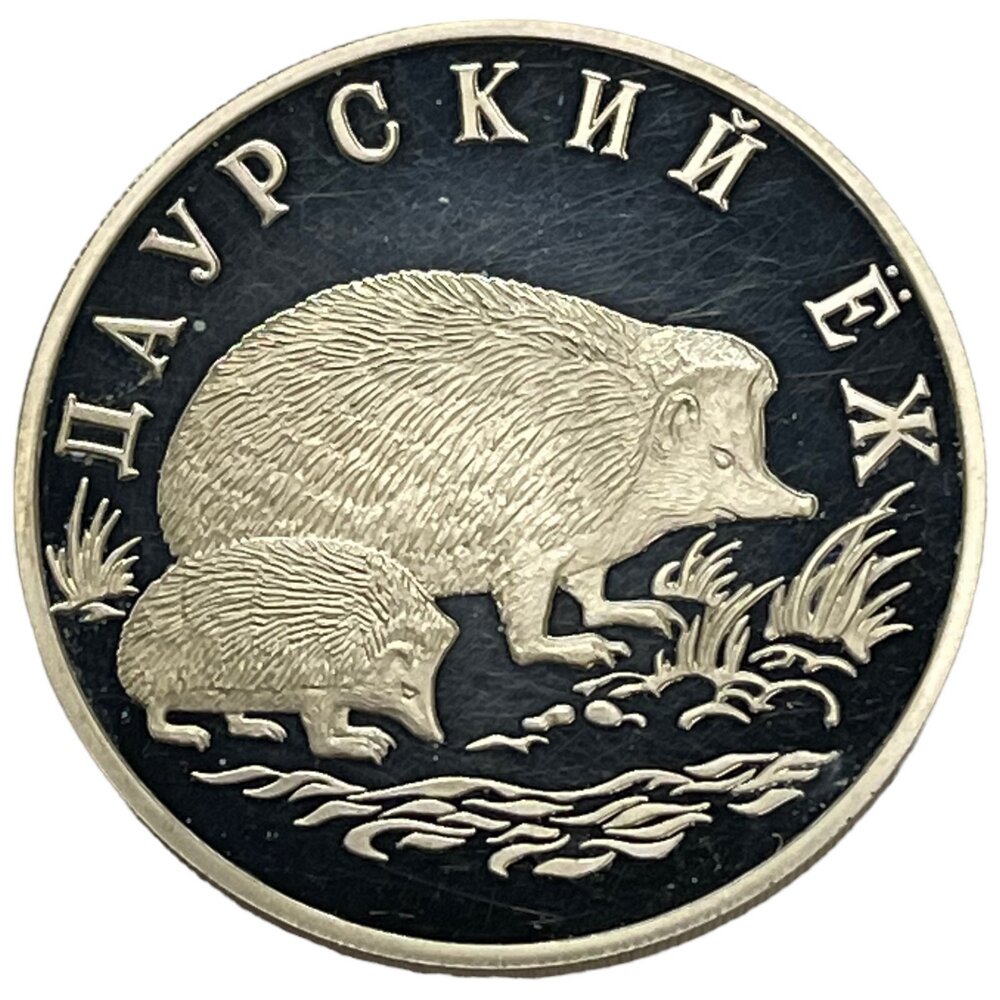 Россия 1 рубль 1999 г. (Красная книга - Даурский ёж) (Proof)
