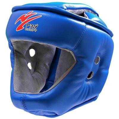 Ш45sИВ Шлем для контакт. единоборств бампер, иск. кожа, размер S (цвет синий)