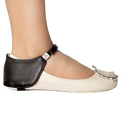 Автопятка для женской обуви без каблука, натуральная кожа, черные HM002-BLACK