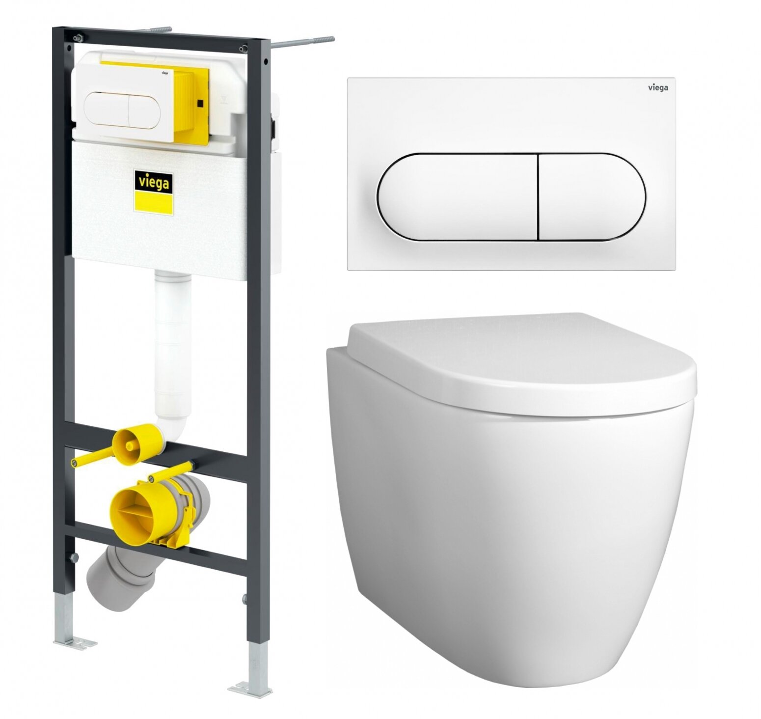 Комплект 3 в 1 инсталляция Viega Prevista 8524.11 + Унитаз подвесной BelBagno Marino + кнопка белая