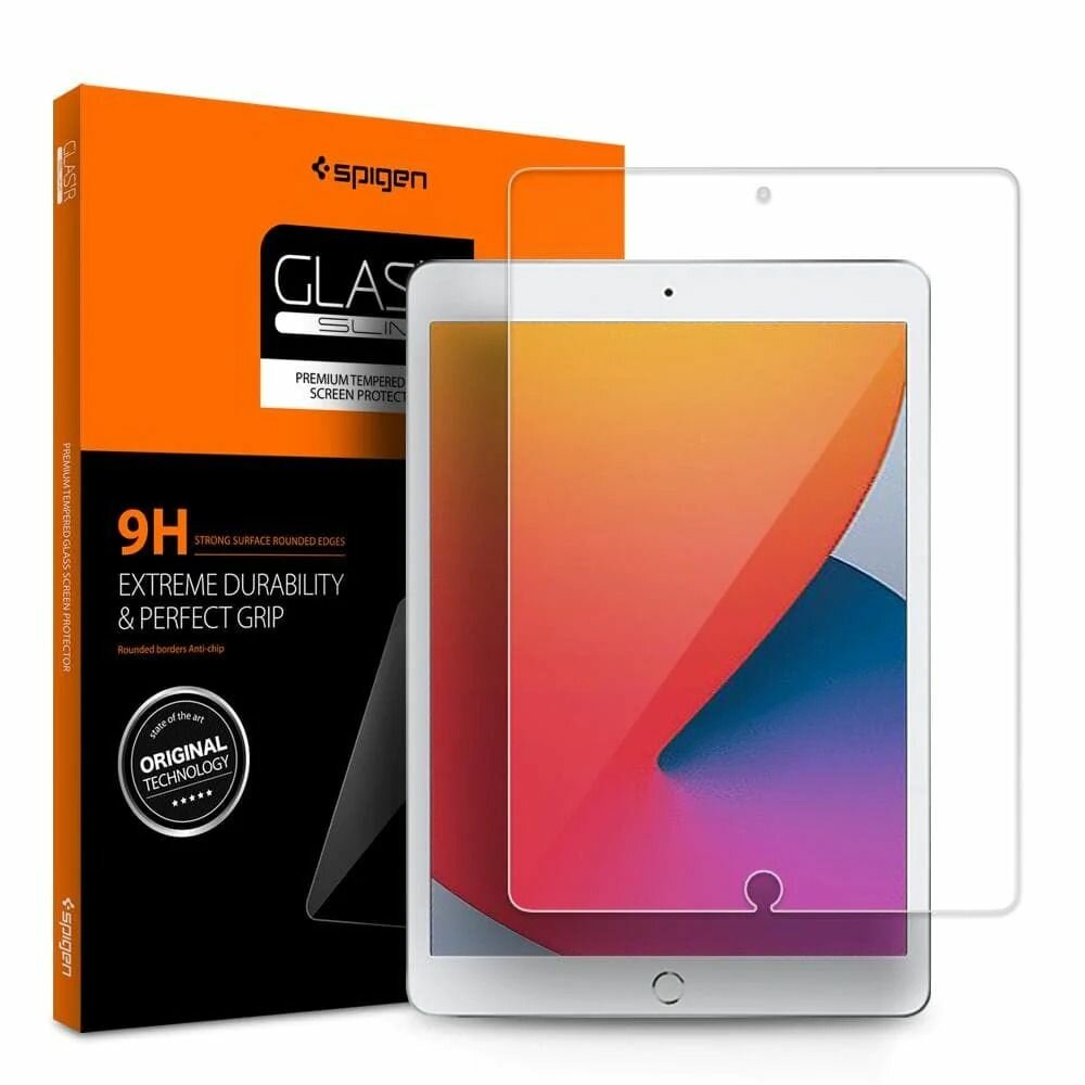 Защитное стекло Spigen на Apple iPad 10.2 (2021/2020/2019) (AGL00236) GLAS.tR Slim / Спиген Стекло для Эпл Айпад Олеофобное, Прозрачный, 1 шт