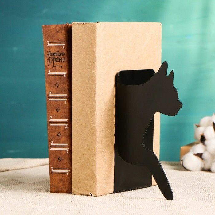 Ограничитель-подставка для книг 'Кот' черный, 1шт