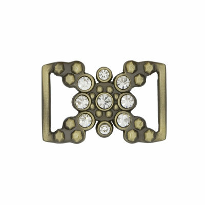 GB 1591 Пряжка со стразами Micron 32×32 мм №12 шлифованная бронза прозрачный шлевка