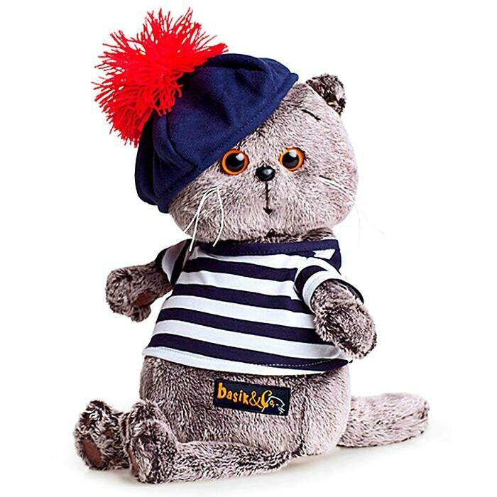 Мягкая игрушка Basik&Сo Басик в тельняшке и берете, 25 см (Ks25-010)