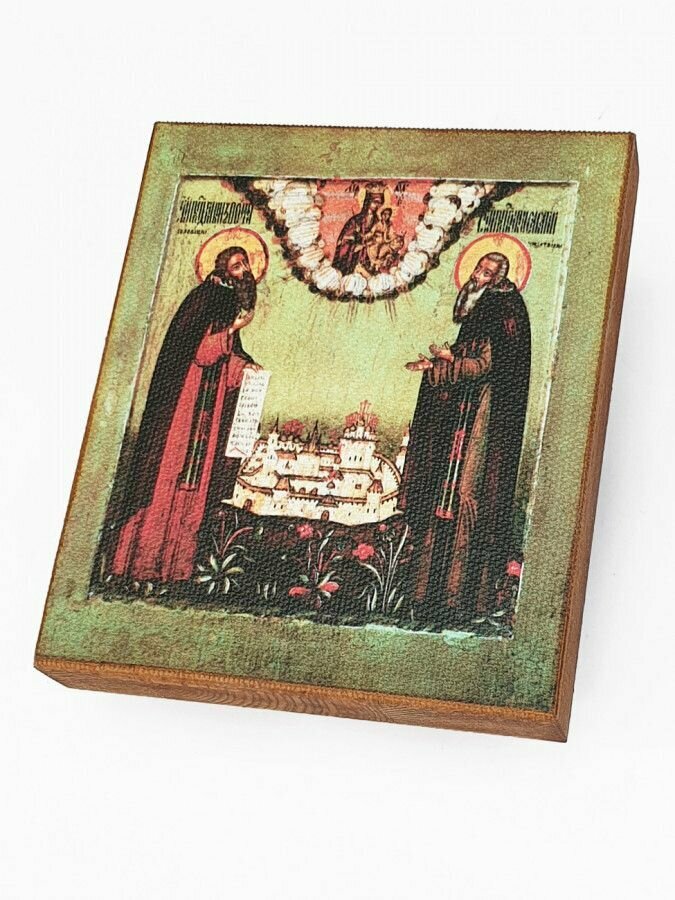 Икона Зосима и Савватий (Савелий) cоловецкие, под старину, 10х11 см