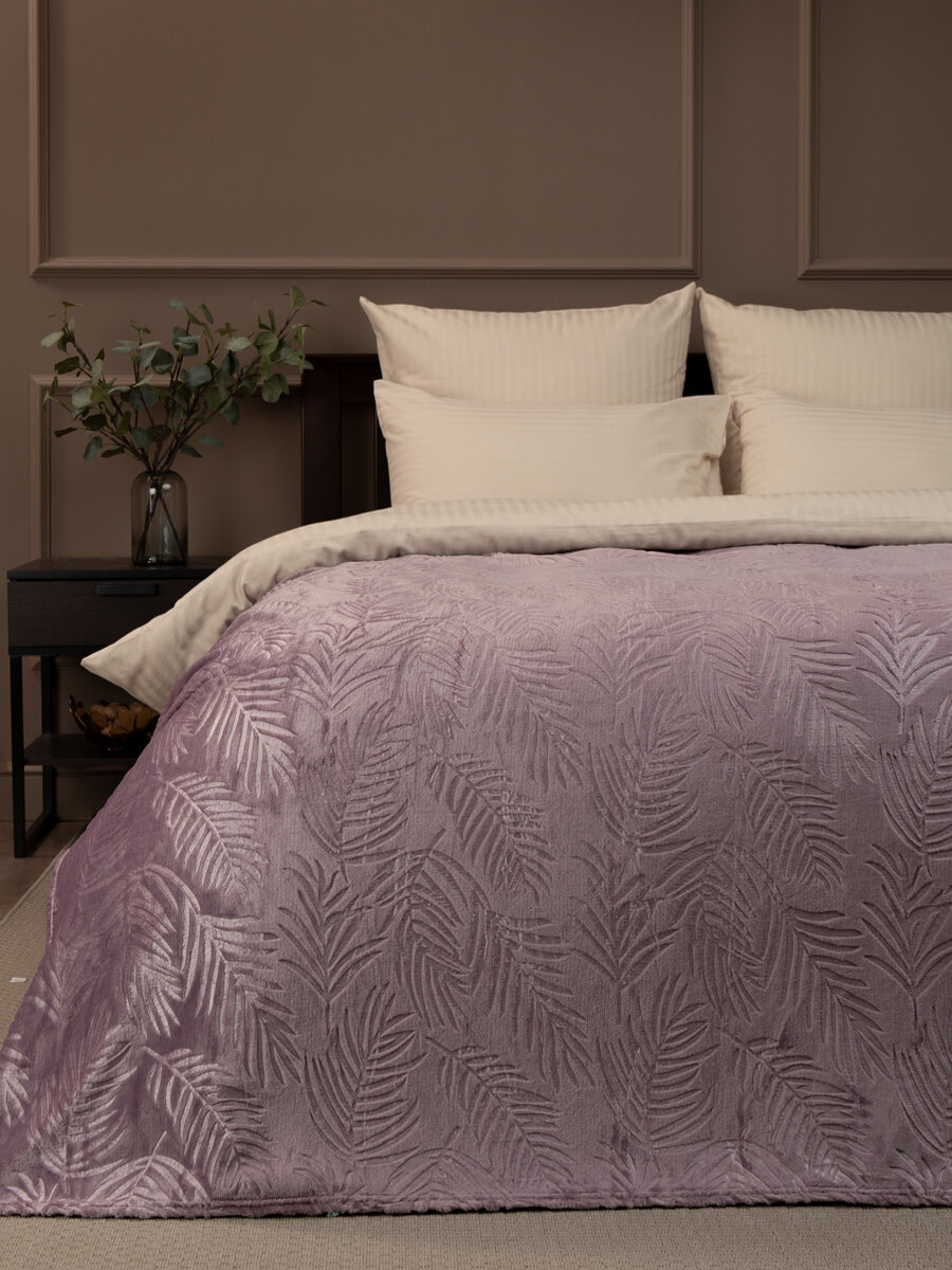 Плед 150Х200 фланель тиснен листья сиреневый TF FNE DKLI3 050/1520 l TRP