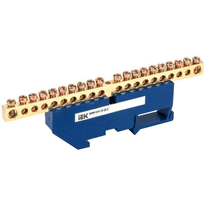 Нулевая шина на DIN-рейку ШНИ-6х9-20, IEK YNN10-69-20D-K07 (1 шт.)