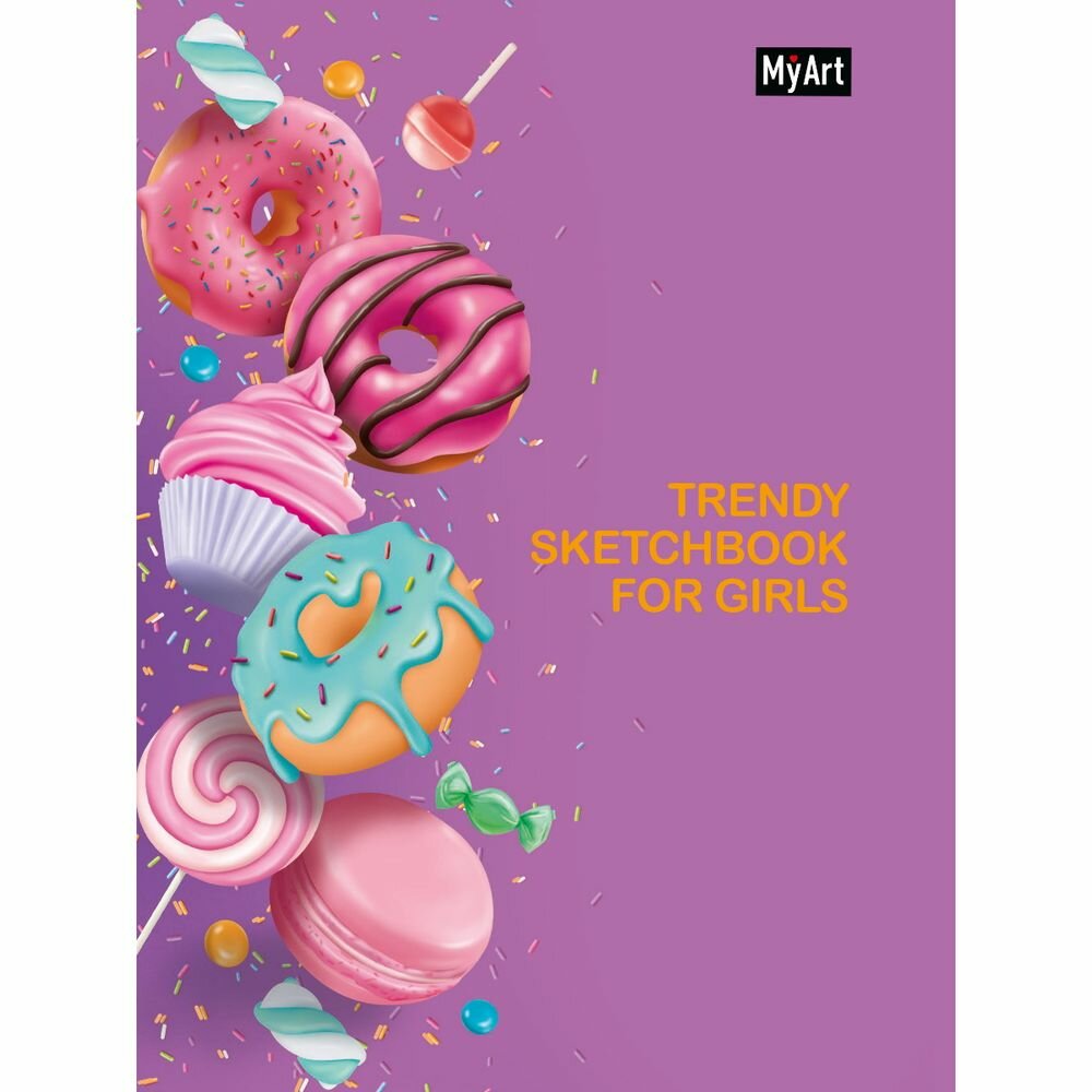 Скетчбук Проф-пресс Trendy Sketchbook for Girls. Пончики. 128 страниц