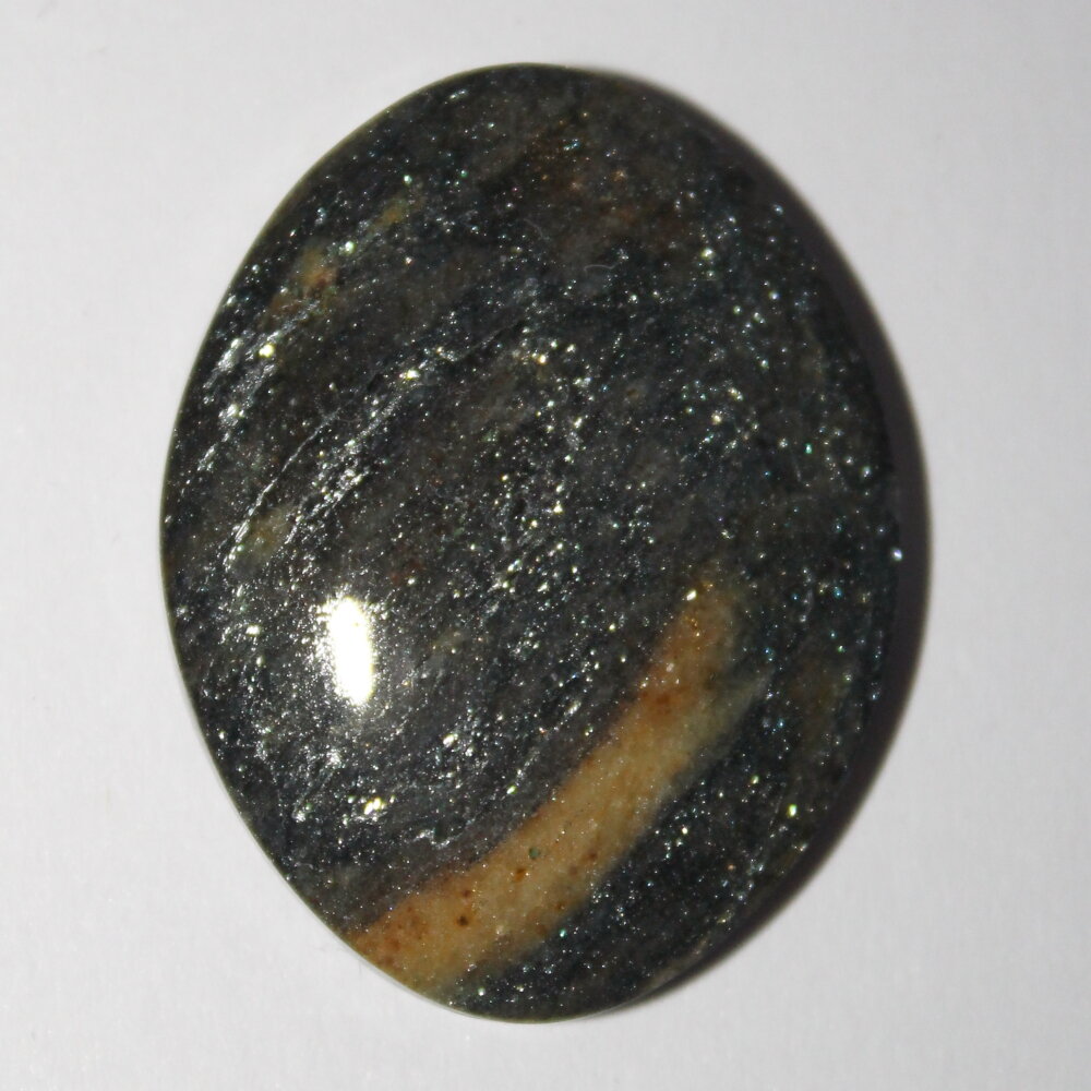 Уткинит кабошон, чёрный авантюрин кабошон, 30х24х3 мм, Урал, «True Stones»