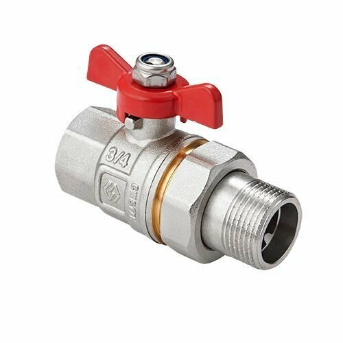 Кран шаровой MVI, с американкой, 3/4 дюйма, ручка-бабочка, для воды, Ру 40