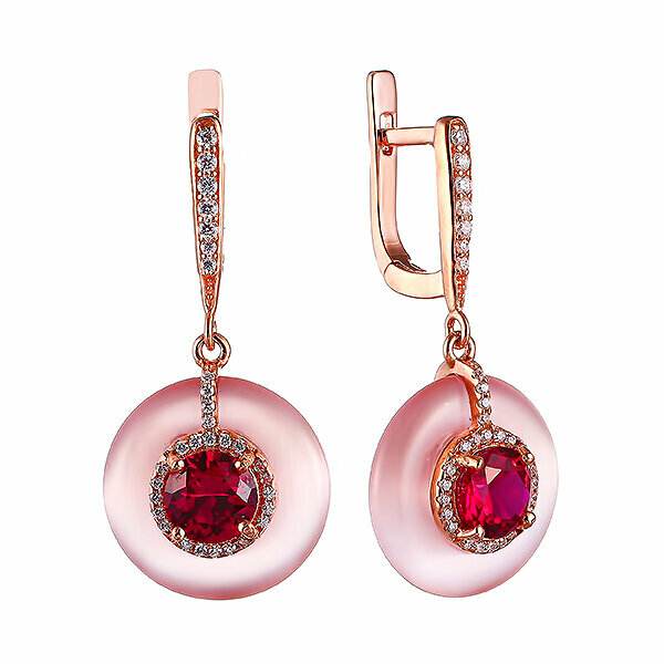 Серьги, серебро, 925 проба, фианит, кошачий глаз синтетический