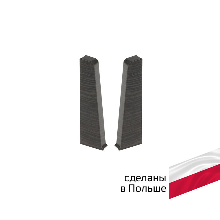 Заглушка для плинтуса ПВХ Cezar Hi-Line Prestige 75 мм темный венге М 200, 2 шт.