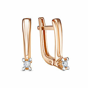 Серьги золото, 585 проба, бриллиант