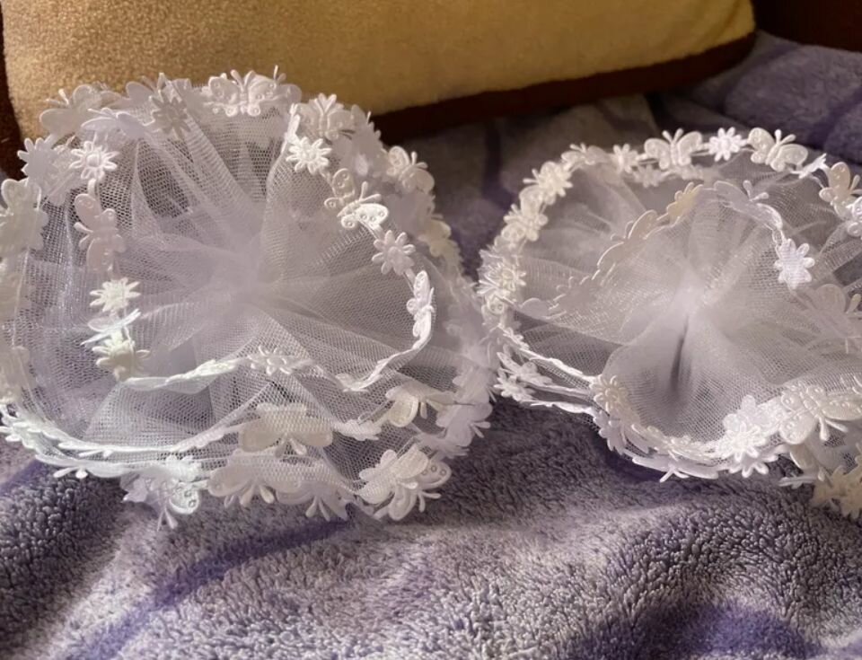 Банты для волос Бабочки белые школьные d16см, комплект из 2 шт