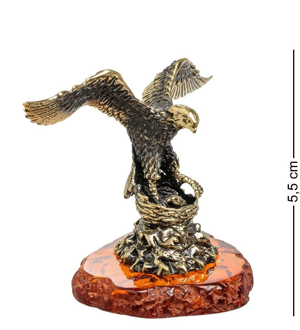 Фигурка Орел на гнезде (латунь, янтарь) A2101786 Народные промыслы, бронзовый
