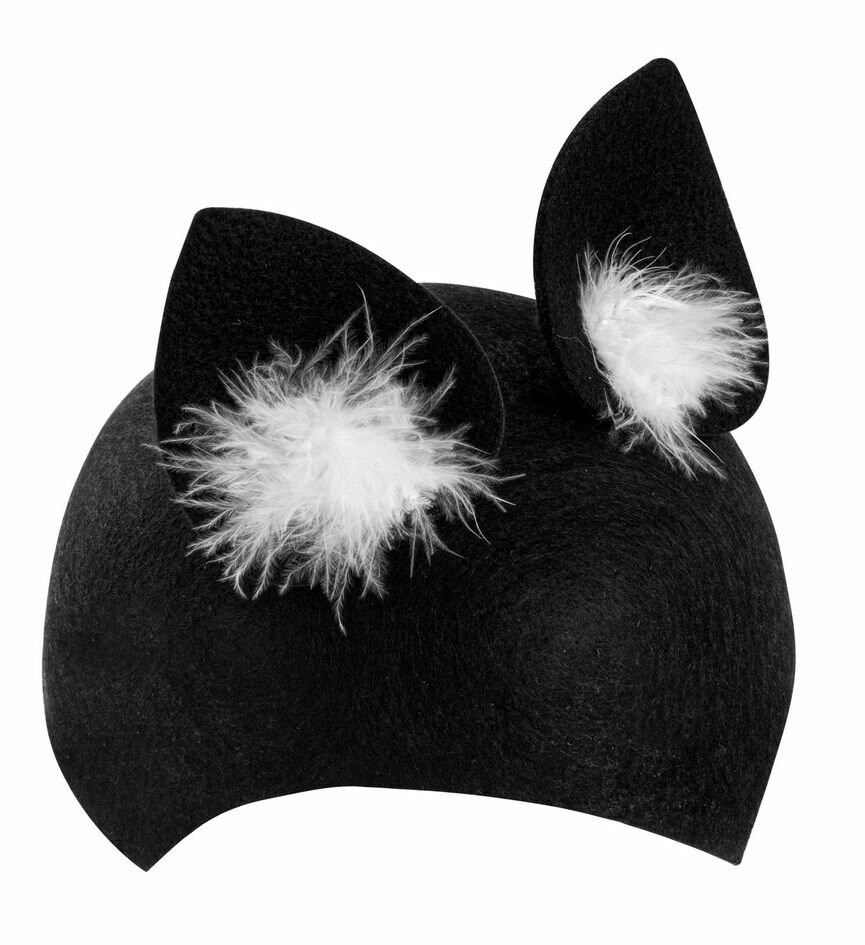 Шляпка WIDMANN "Кошачья", фетровая, женская, с ушками, черная