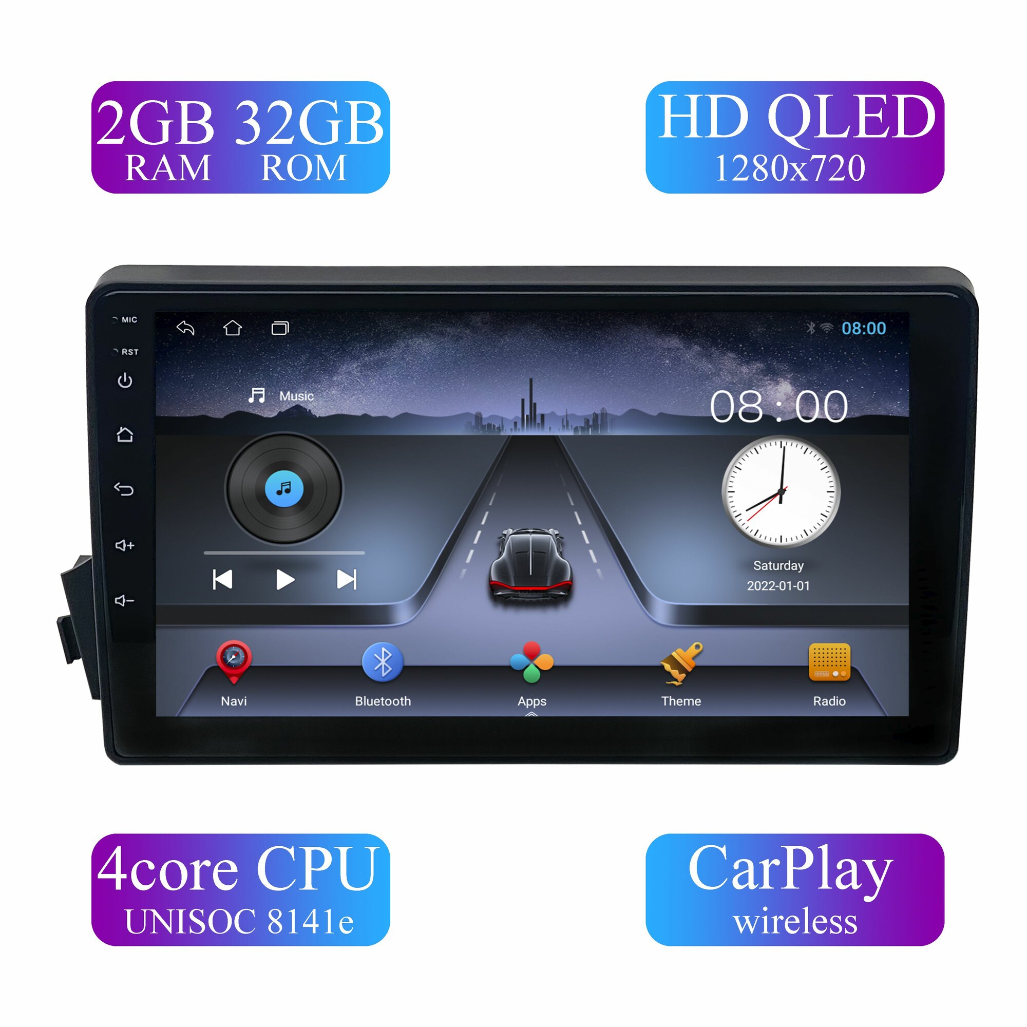 Магнитола Ssangyong Actyon C100 2005-2011 левый руль Android 2/32 QLED