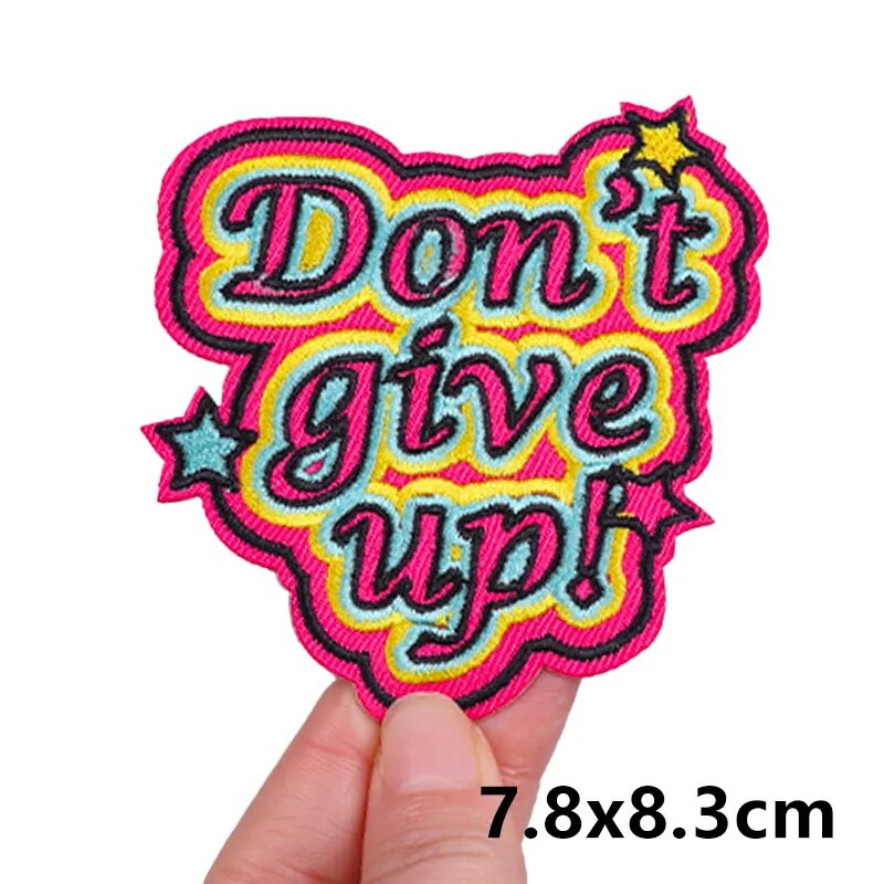 Наклейка вышитая "Don't give up!", Розовый, PE7093CT