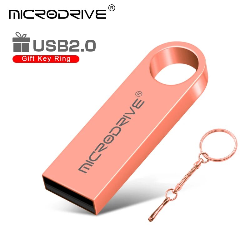 Мини-металлические USB-флешки реальной емкости 128 ГБ/64 ГБ/32 ГБ/16 ГБ/8 ГБ/4 ГБ Портативный бизнес-накопитель с брелоком Memory Stick