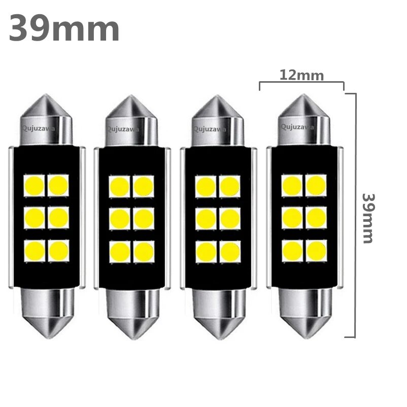 4 шт. LED лампа C5W 39 мм, Warm White