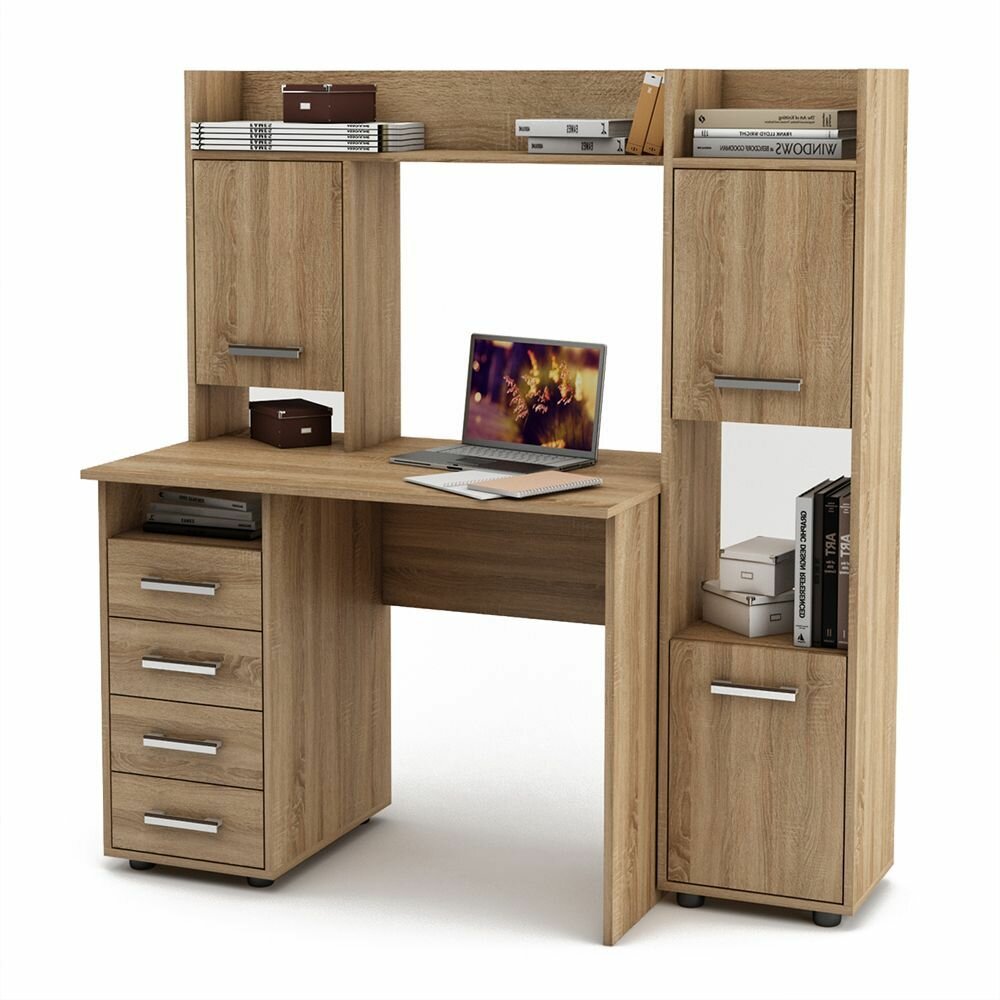 Стол письменный, компьютерный и стеллаж Остин (Ливерпуль) 12 дуб сонома
