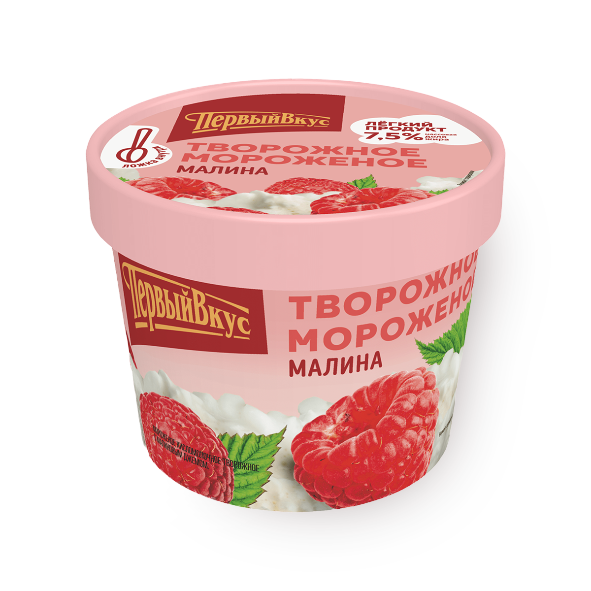 Мороженое творожное Первый вкус "Малина", в стаканчике, 135 г