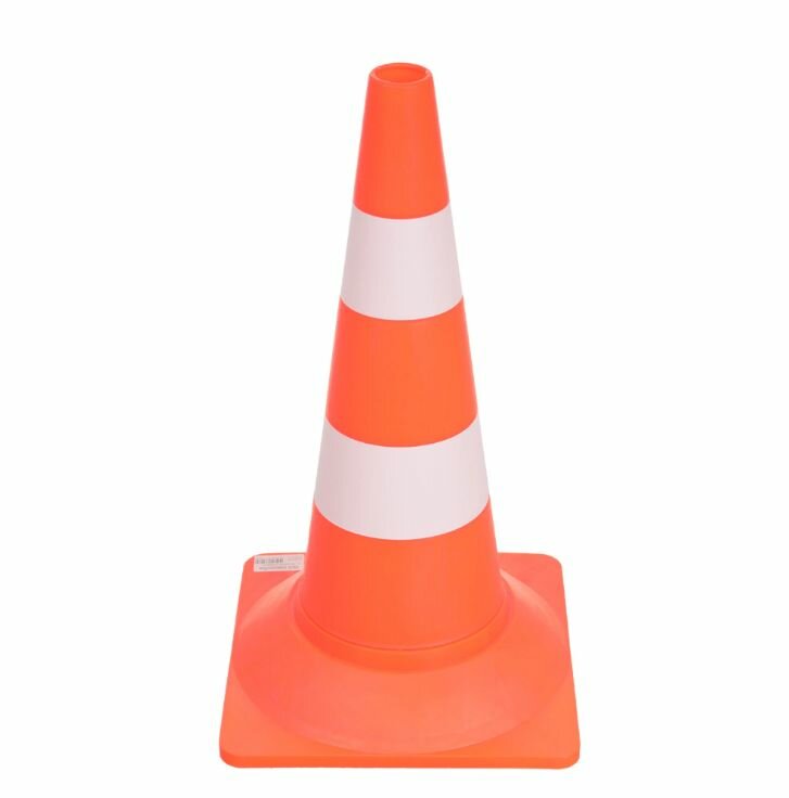 Конус оградительный жесткий 2 белые полосы 520 мм