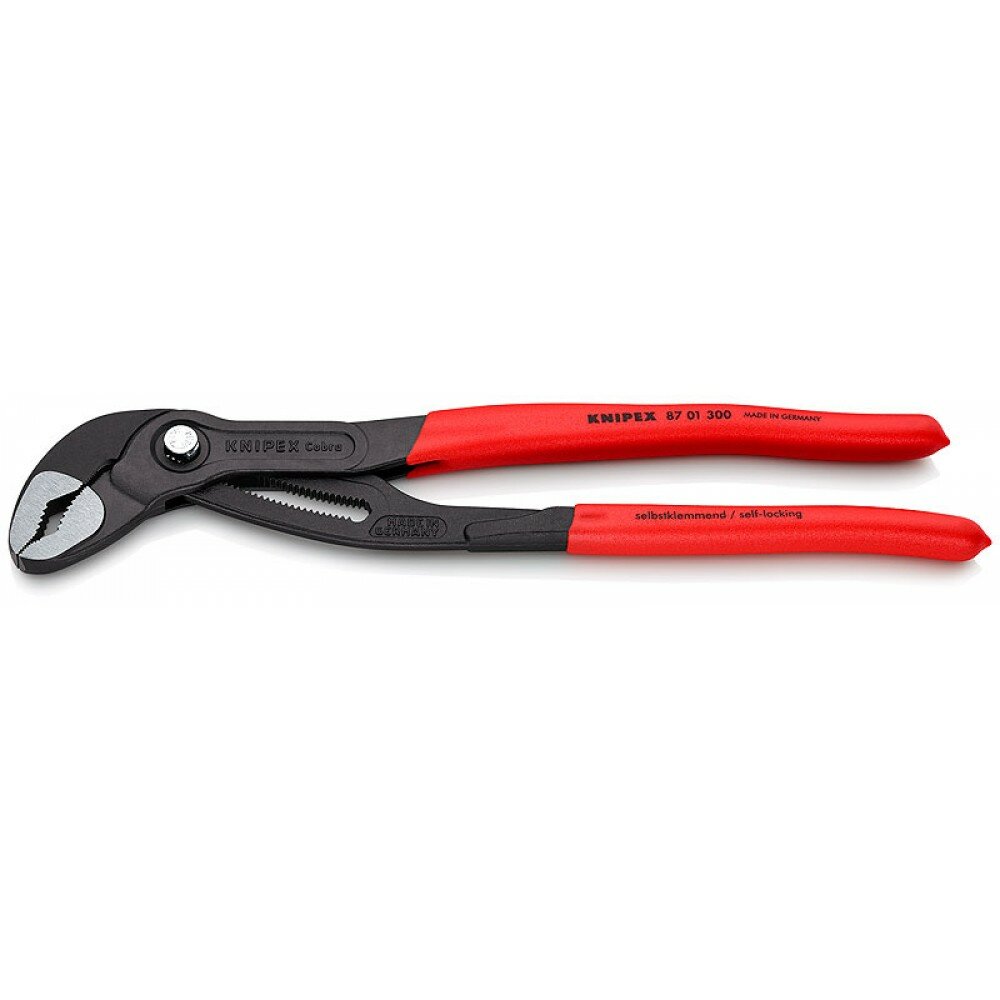 Knipex COBRA Клещи переставные, зев 70 мм, длина 300 мм, фосфатированные, обливные ручки, SB KN-8701300SB