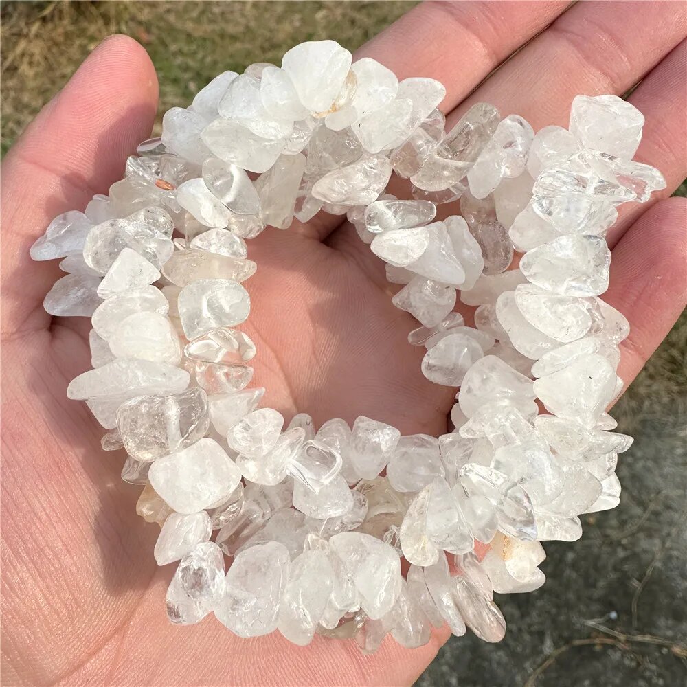 Бусины из натурального камня 8-12 мм vinswet Белый, 32inch, 1. White Quartz