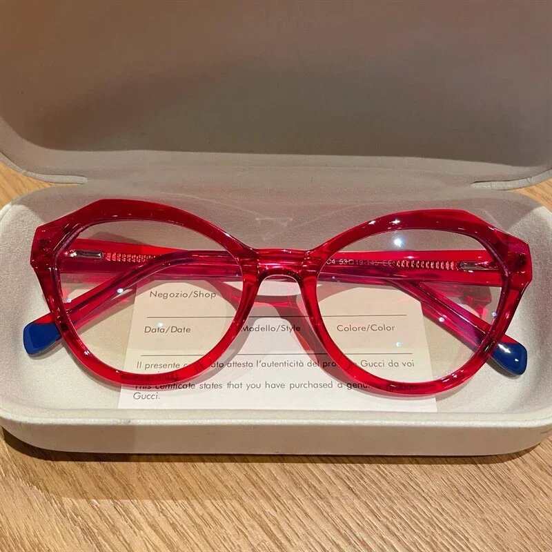 CLLOIO очки для чтения кошачий глаз прозрачные для женщин C4-Red, Красный, 0