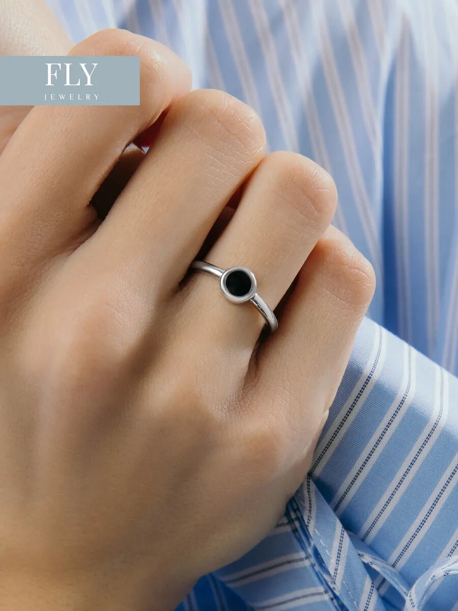 Кольцо, серебро, 925 проба, родирование, эмаль